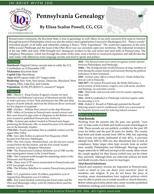 An In-Brief Guide to Pennsylvania Genealogy | Jen Alford